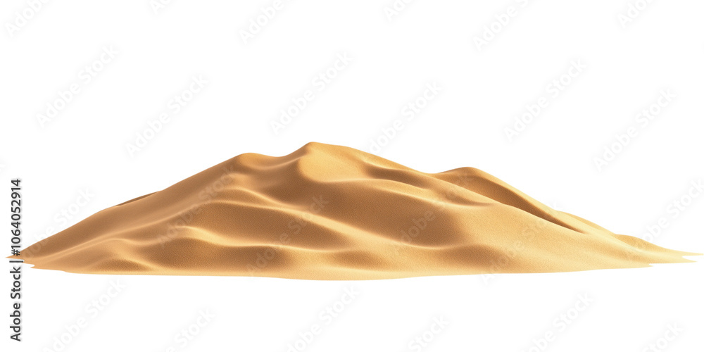 Desert sand dune pile isolated on transparent background. Side view of ...