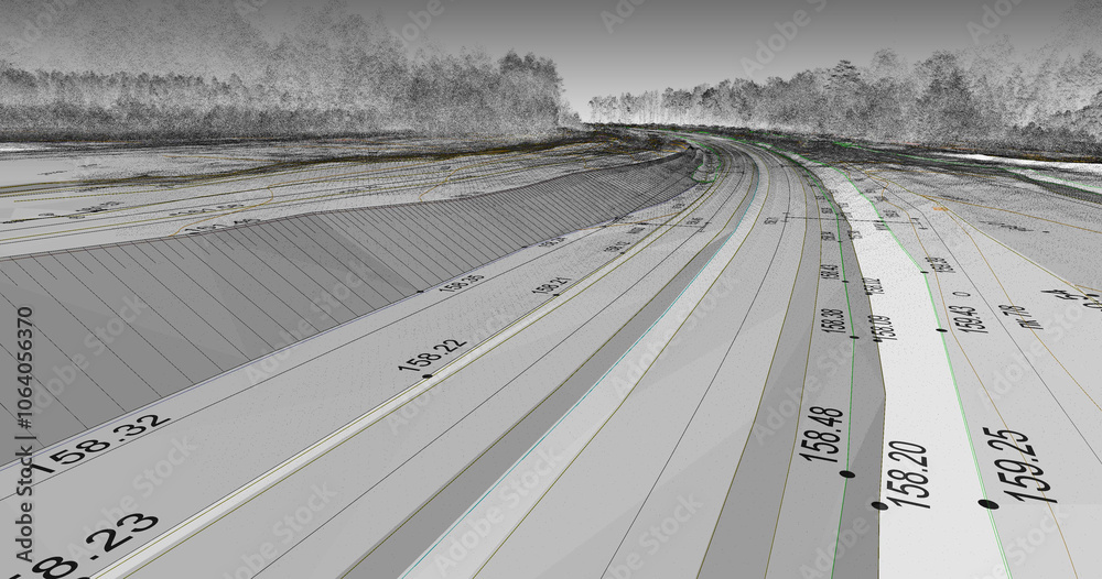 Digital terrain model obtained from lidar scanning results (BIM DTM ...