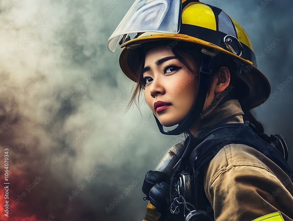 Female Firefighter Firefighting Portrait Emergency Fire Service Lady ...