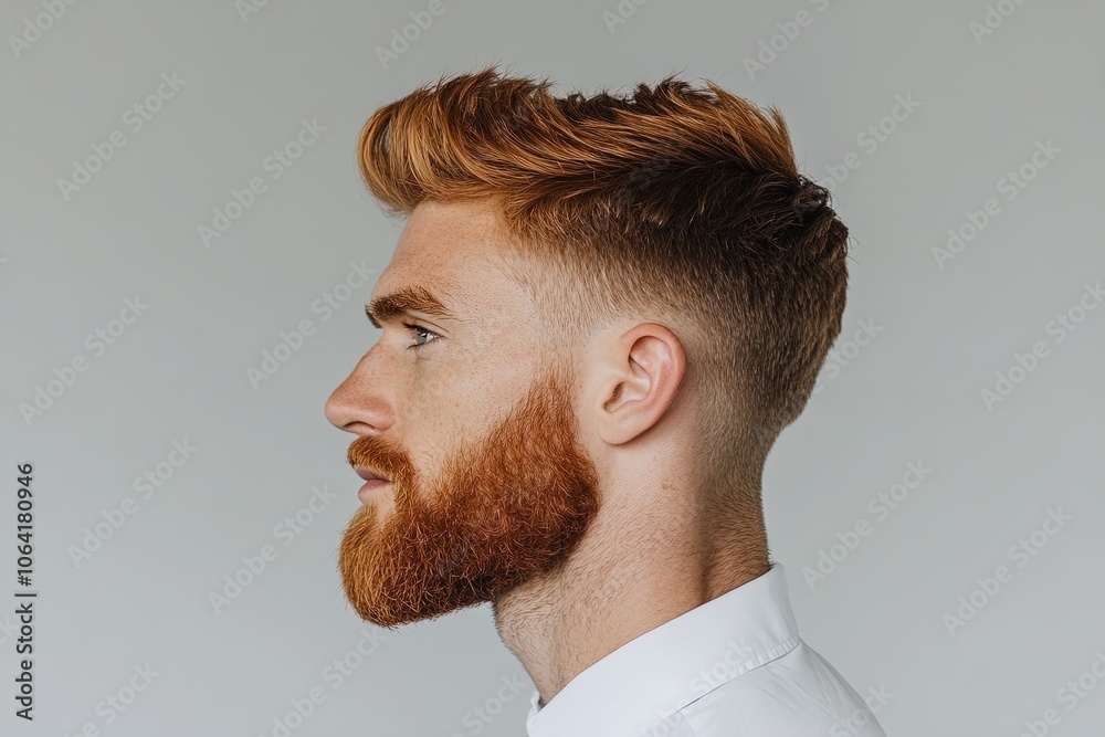 Stylish Man With Vibrant Ginger Hair and Well-Groomed Beard Poses ...