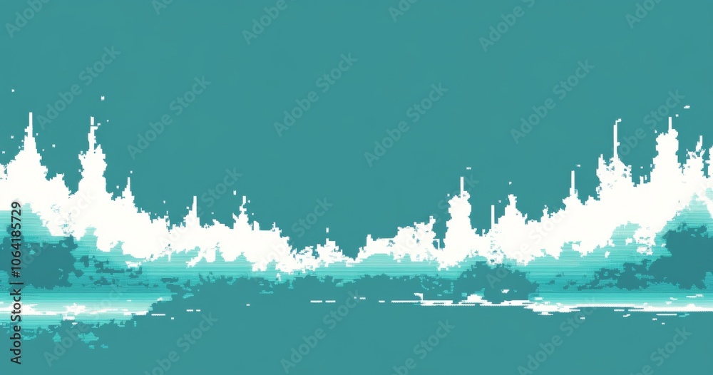 Simple pixel art vector graphic of an audio wave in teal and white ...