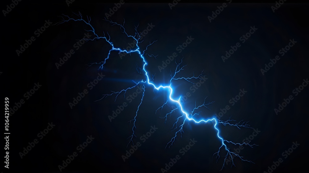Electric blue lightning bolt overlay the dark background, representing ...