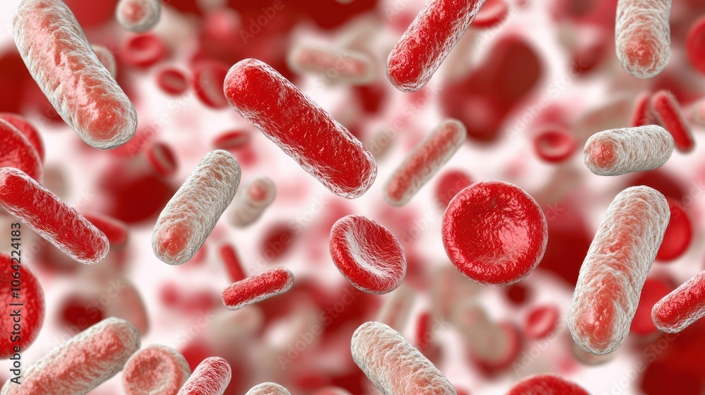 Danger Lurking: Close-Up of Raw Meat with Bacteria Overlay ...