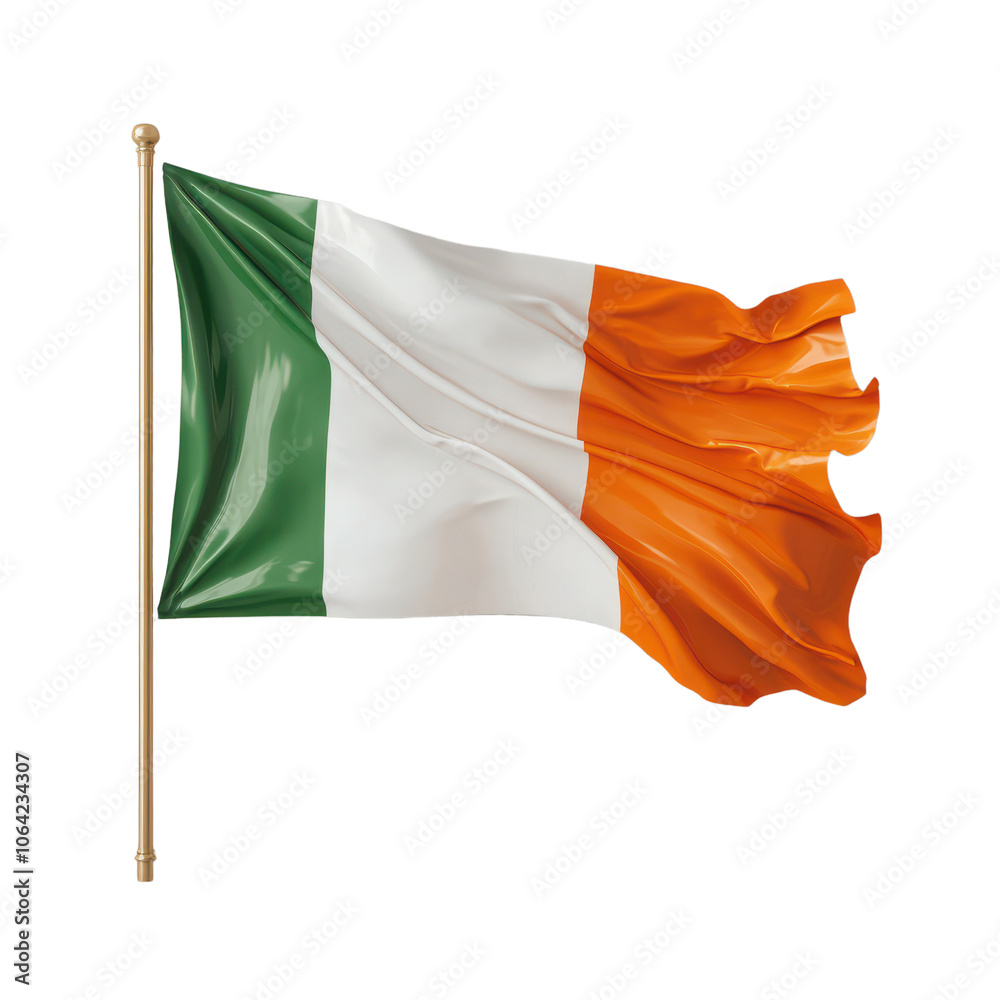 Waving irish flag isolated transparent background on transparent ...
