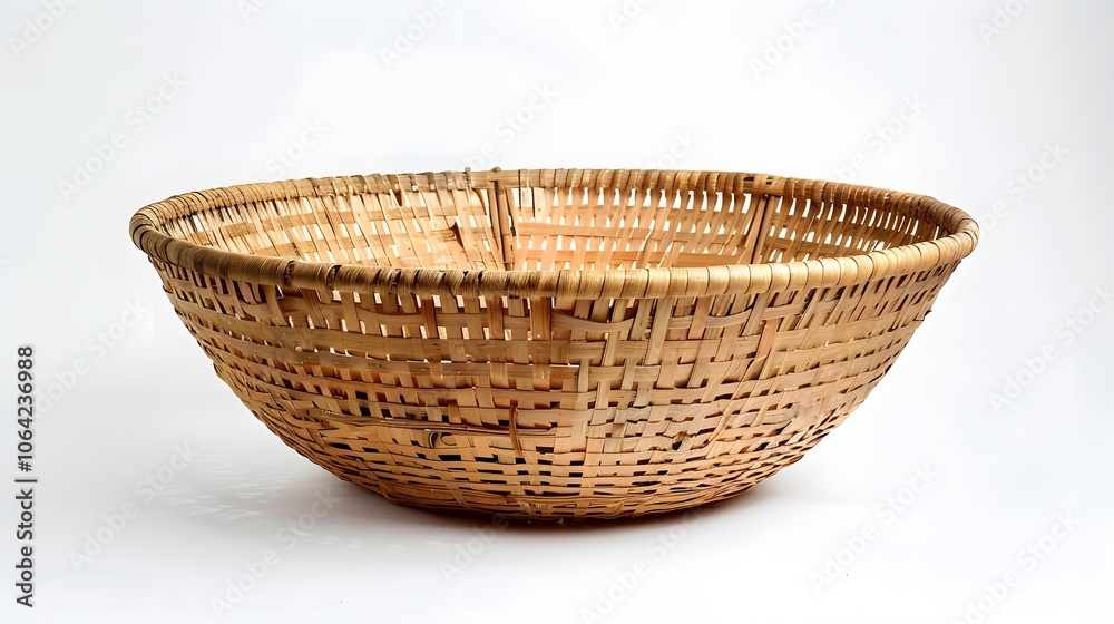 empty cane basket or tokri in hindi and topli in marathi, isolated over ...