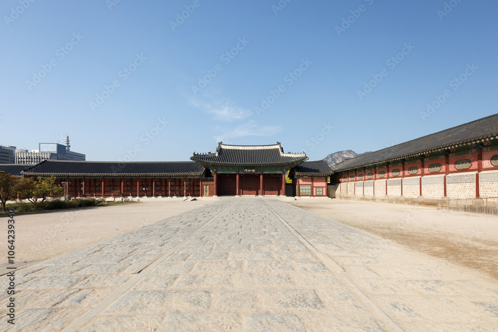 Traditional Architecture in Gyeongbokgung Palace. Seoul, Korea Stock ...