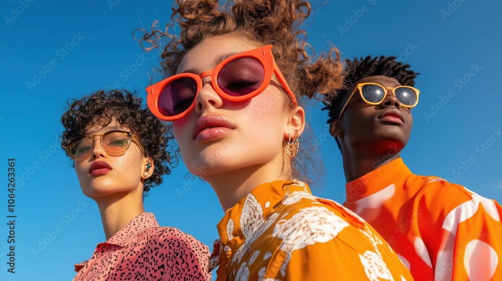 Foto de Stock Gen Z fashionista in vibrant outfit posing outdoors ...