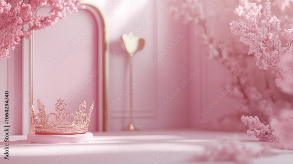 An empty scene featuring blank mockup template (royal crown and scepter ...