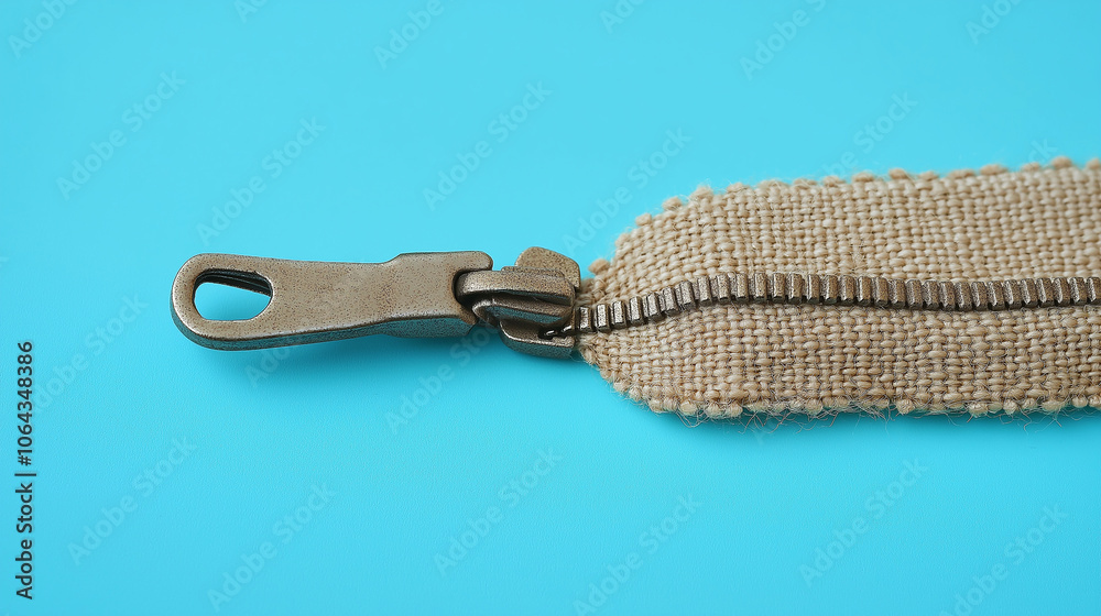 Broken zipper from an old bag isolated on a solid background ...