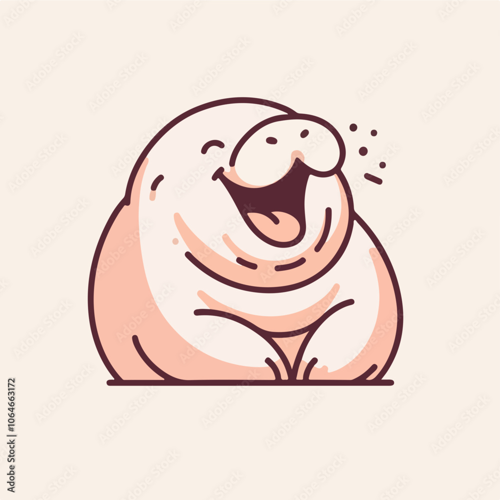 Cute Laughing manatee cartoon on white background icon logo sticker ...