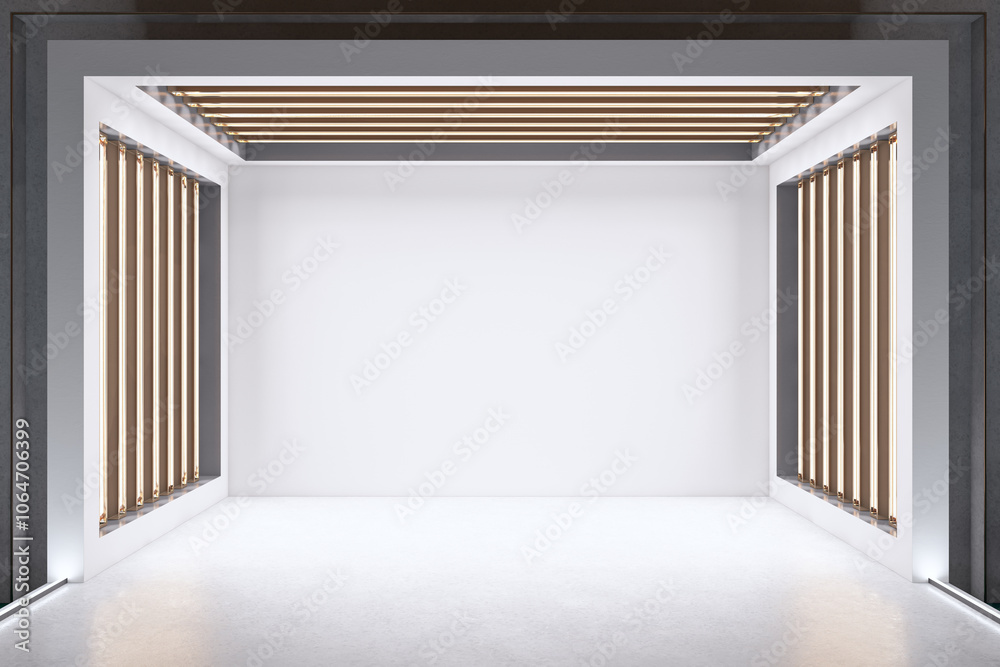 Contemporary white theater stage design with empty mock up place ...