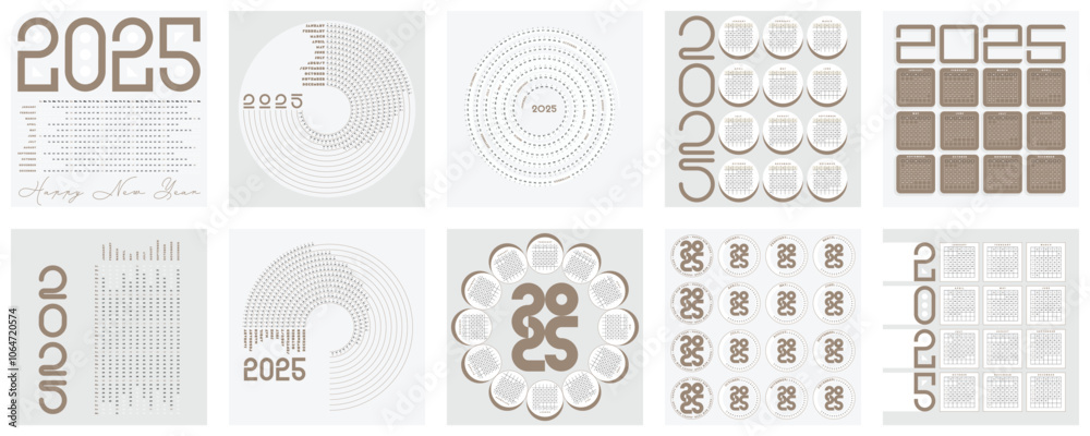Vector de Stock A collection of 2025 calendars with unique and diverse ...