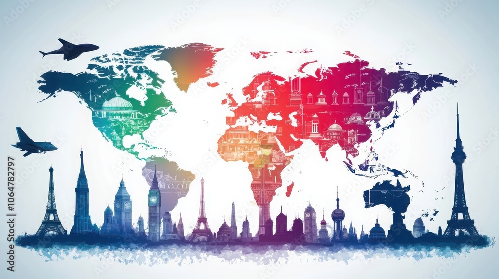 Explore the world a map highlighting popular tourist destinations ...