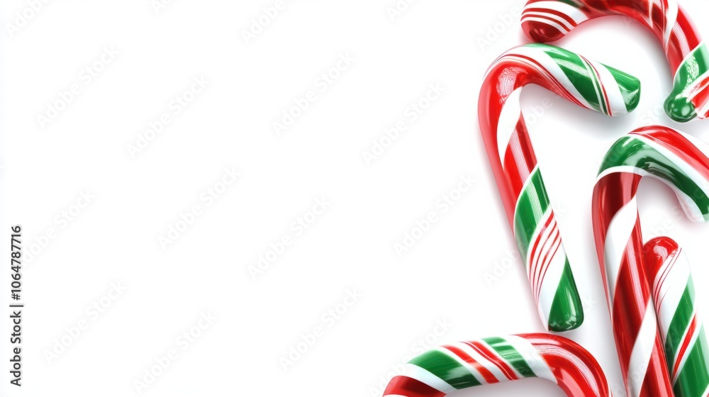 Shiny candy cane with red and green stripes, adding holiday cheer to a ...