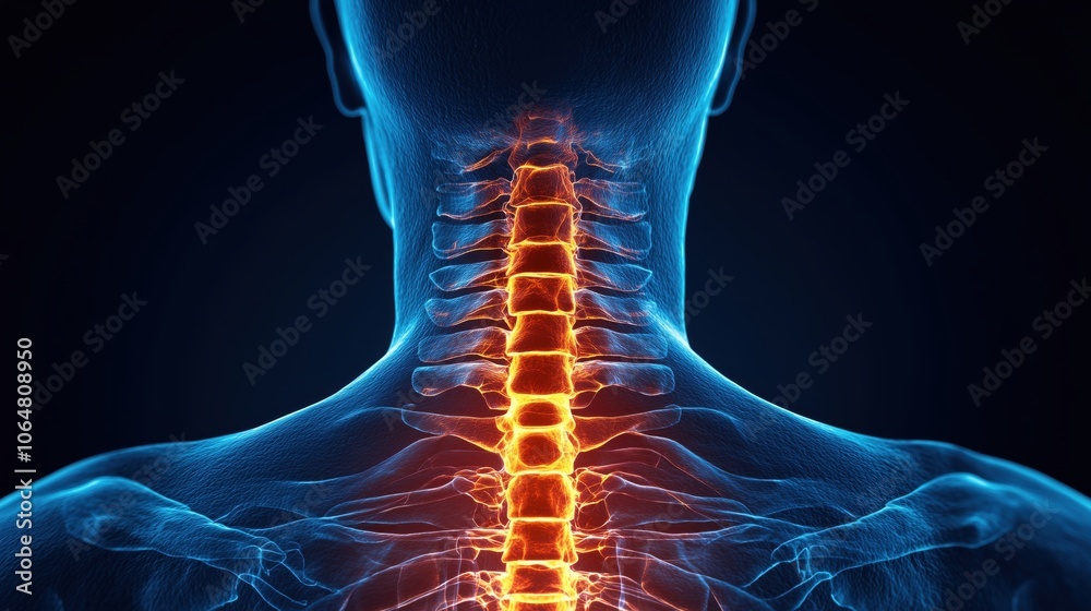 3D Anatomy of Spine with Nerve Connections. Detailed 3D illustration ...
