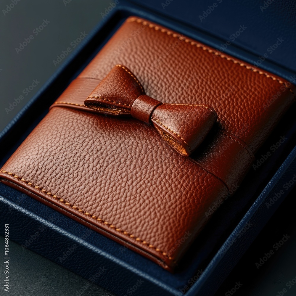 Monogrammed leather wallet in exclusive gift packaging showcasing ...