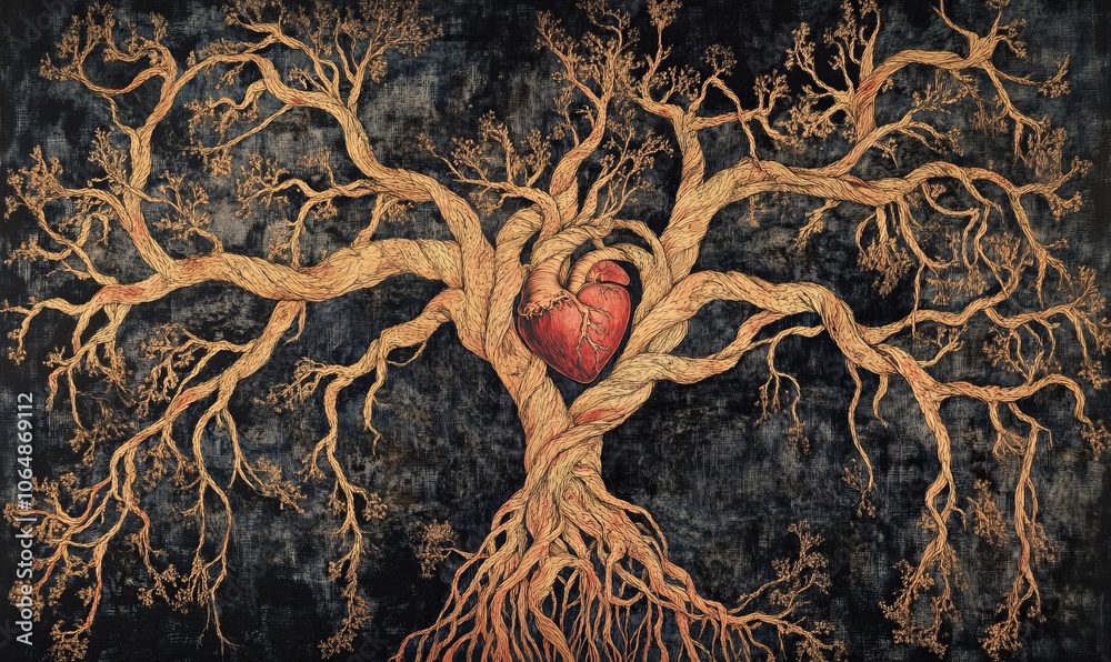 An image of a network of human blood vessels, with the heart at the ...