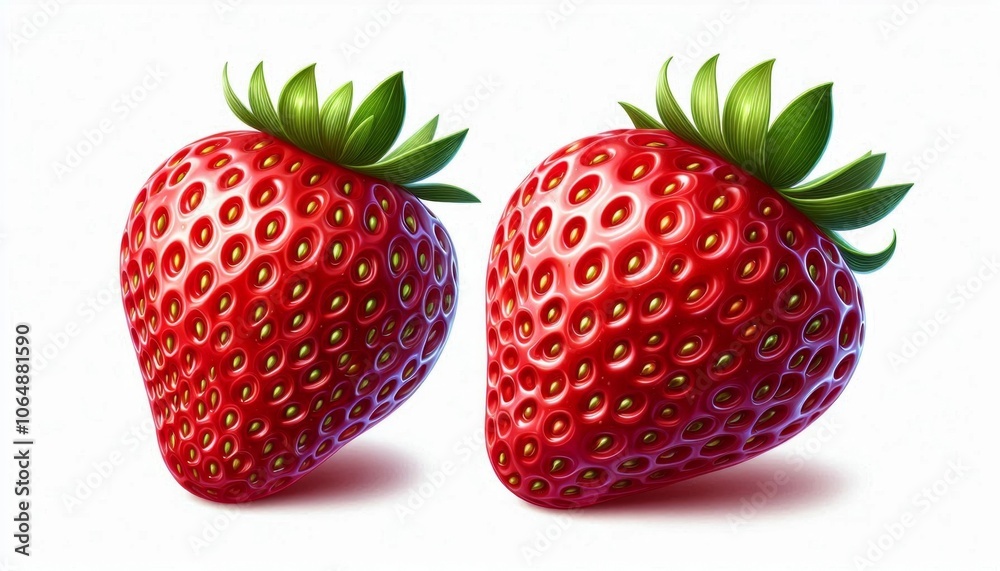 Strawberry Realistic side, front and top view, isolated on white ...