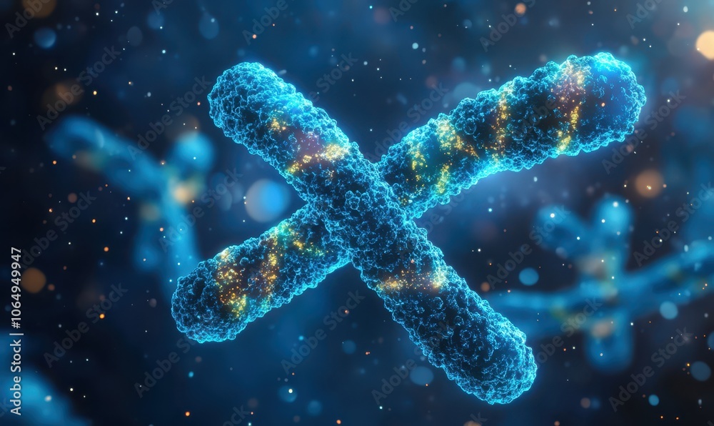 X and Y Chromosome on blue background. Chromosomes with DNA helix ...