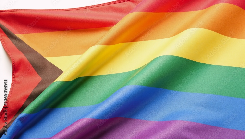 Rainbow flag against white background symbolizing equality for the ...