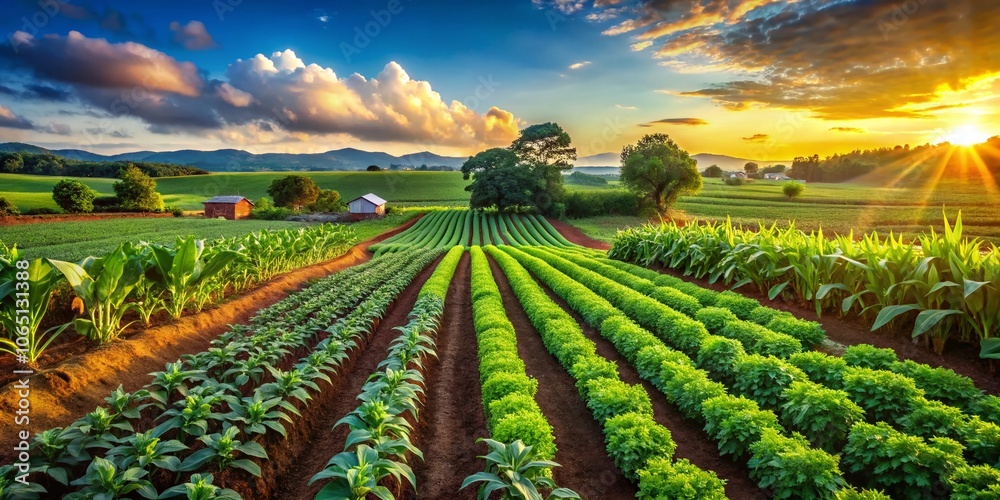 Agroecological Farm with Intercropping Techniques Showcasing Corn and ...