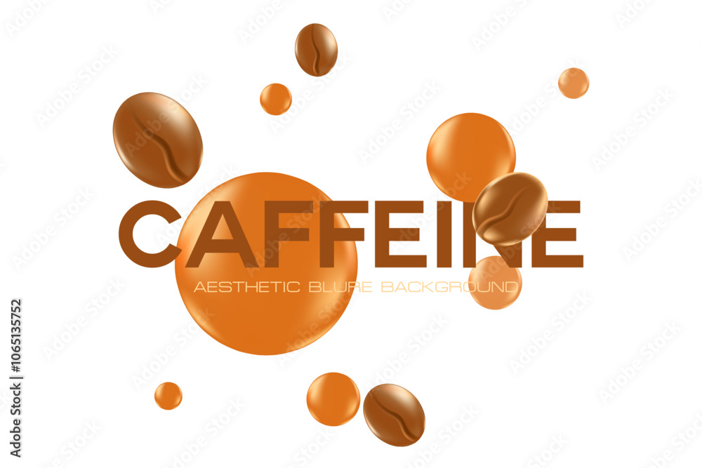 Cute caffeine banner with 3D flowing motion of coffee beans, caramel ...