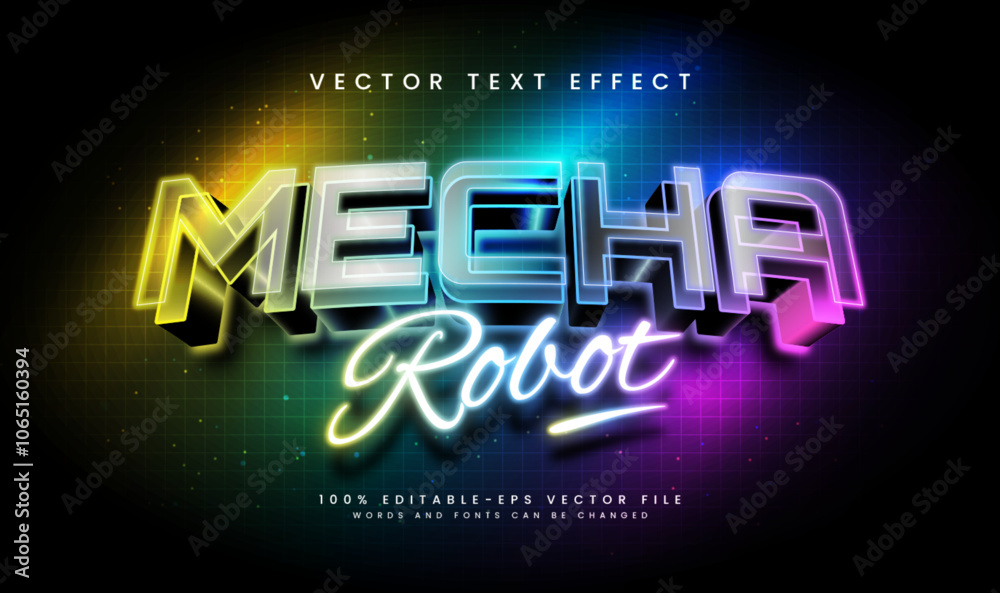 Mecha robot editable vector text effect, with modern technology theme. Suitable for modern ...