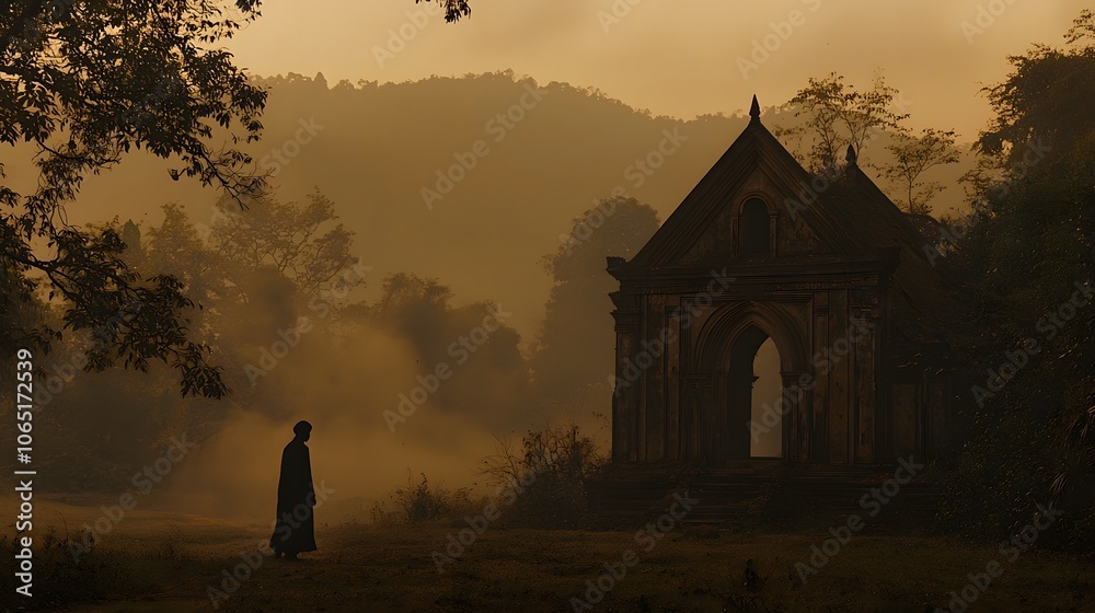 Ancient Ruins : Trekking. The trail leads to forgotten temples or ...