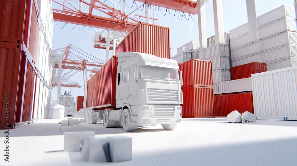 Optimize your cargo supply chain with efficient trucking and container shipping solutions Stock ...