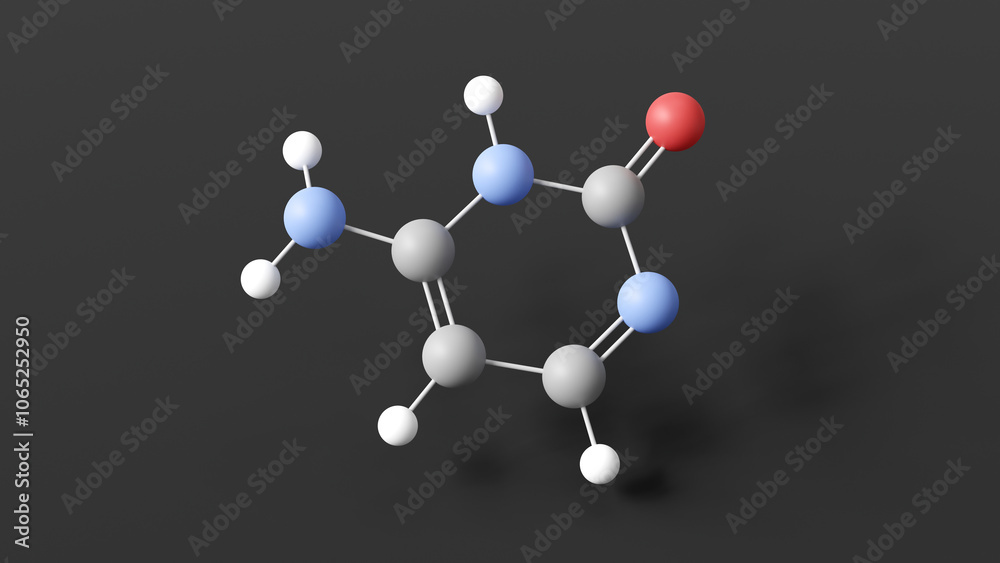 cytosine molecule 3d, molecular structure, ball and stick model ...