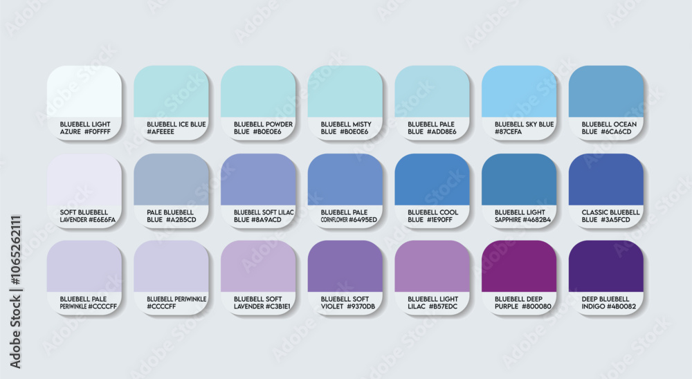 Bluebell Color Palette, Bluebell Flower Color Guide Palette with Color ...
