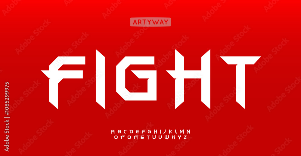 Aggressive angular letters, edgy geometric symbols, combat fierce font ...