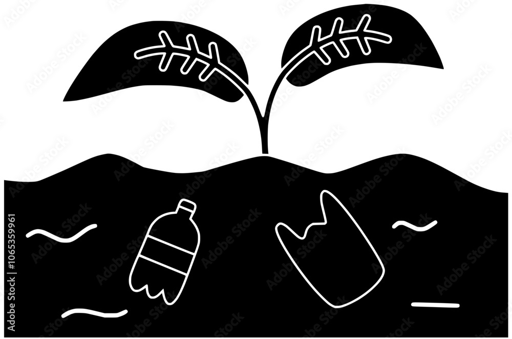 nature illustration garbage silhouette tree logo trash icon industry ...