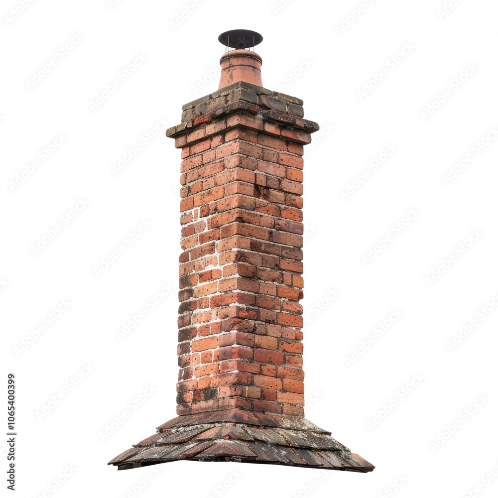 Chimney structure made of red brick with sloped roof, showcasing rustic ...