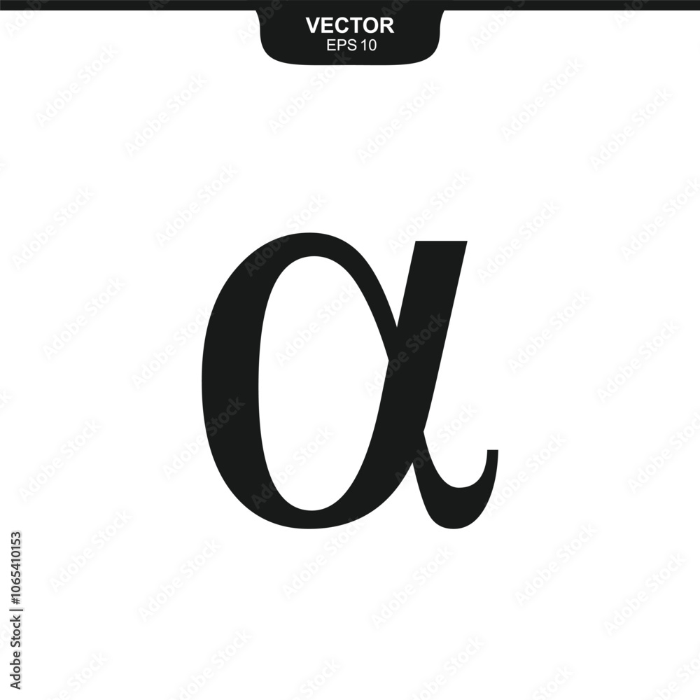 Alpha lowercase symbol, third letter of the Greek alphabet, value of ...