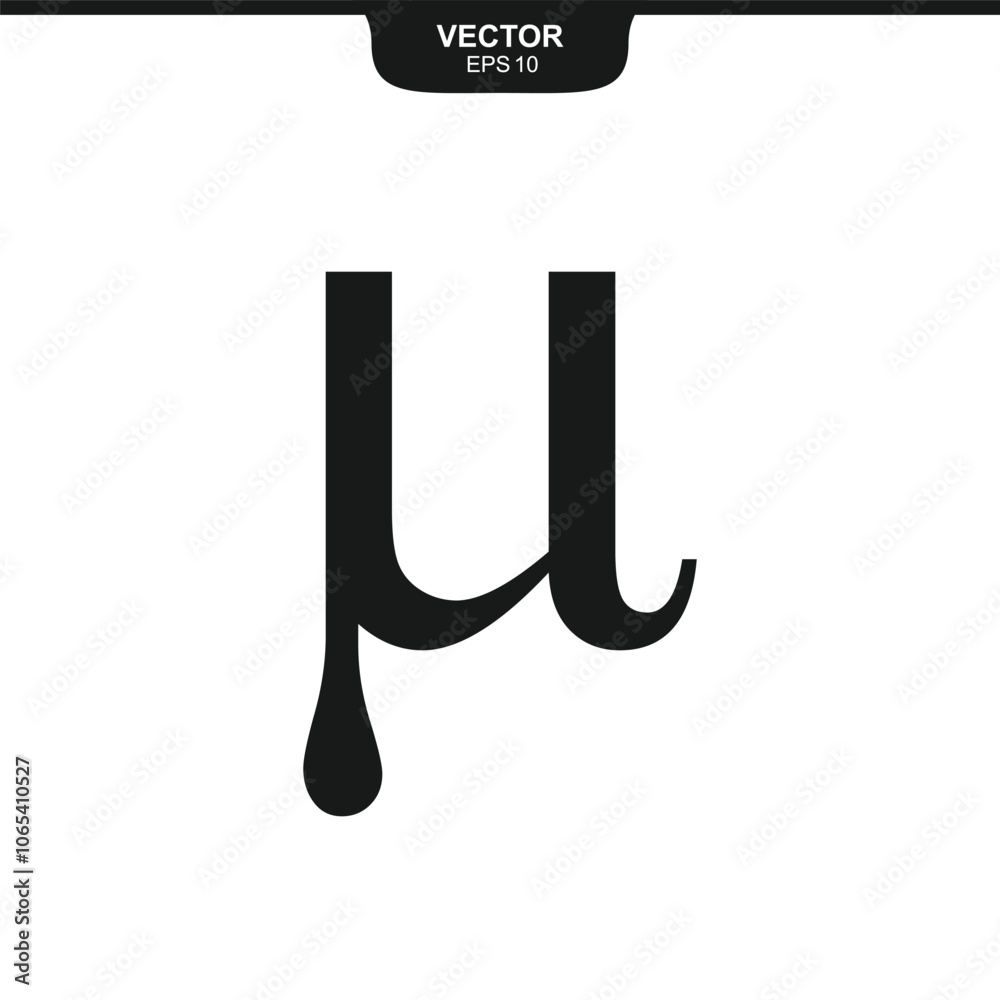 Mu lowercase symbol, third letter of the Greek alphabet, value of three ...