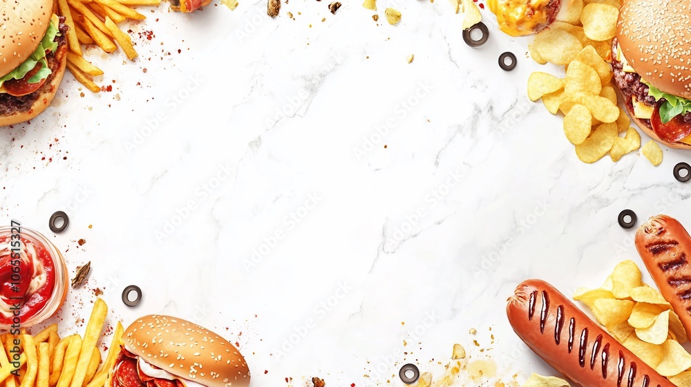 Fast food border frame with copy space. Stock Illustration | Adobe Stock