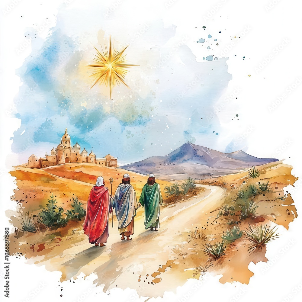 The Holy Star guiding the Wise Men clipart, biblical Christmas symbol ...