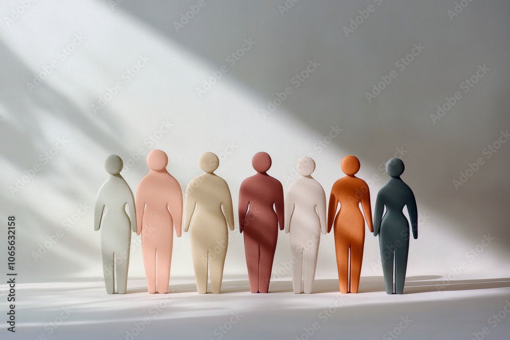 Minimalist outline of different body shapes standing side by side ...