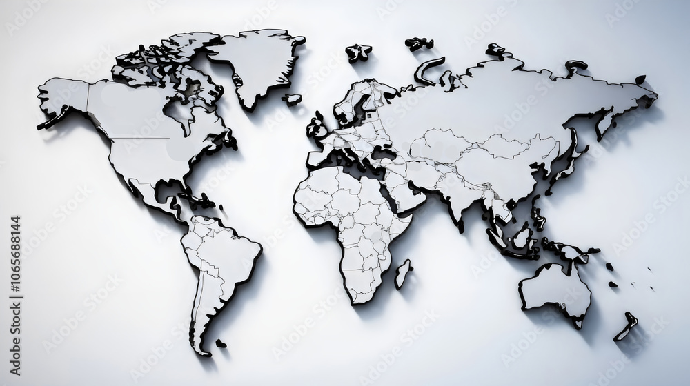 map of the world. cartography world map of isolated white background on ...