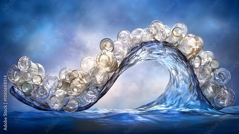 Plastic Ocean Wave : plastic pollution. A stylized wave made entirely ...