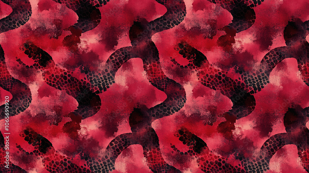 Seamless snake skin camouflage pattern in maroon and red tones abstract ...