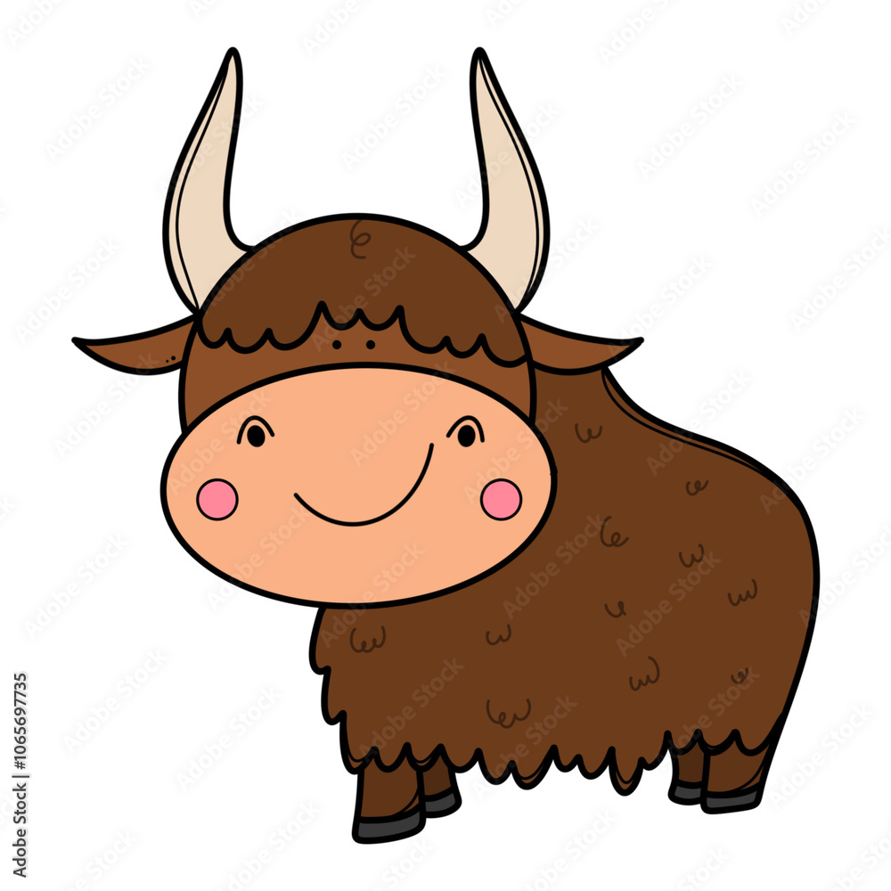 Yak, cute yak clipart, yak illustration Stock Photo | Adobe Stock