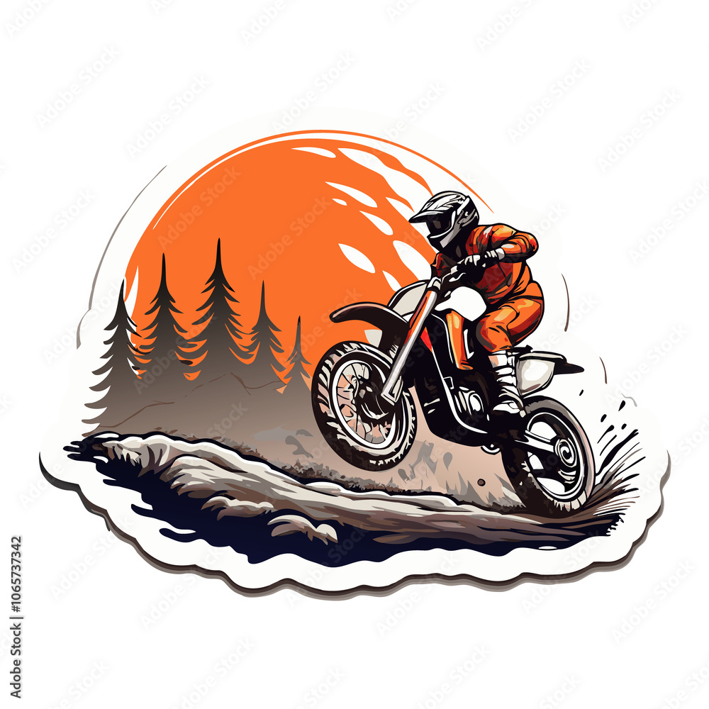 Dirt Bike sticker in action motocross mx rider with orange circle ...