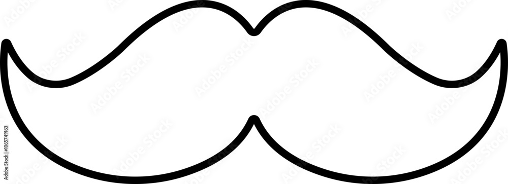 Mustache Black silhouette icon in line. Symbol of Father day man ...