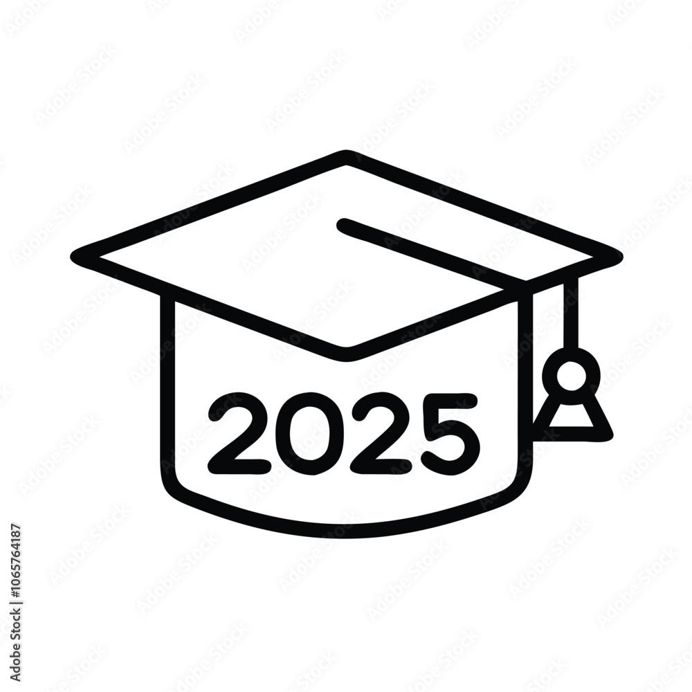 Стоковое векторное изображение «Graduation Cap Icon with "2025" Text ...