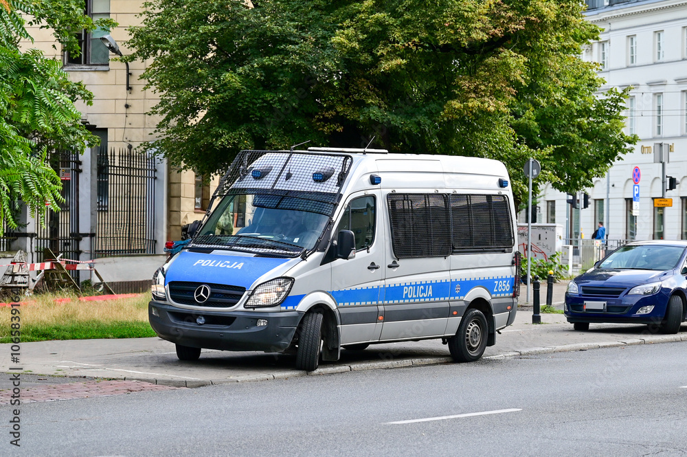 Policja - Polish police with police car or police bus as Mercedes Benz ...