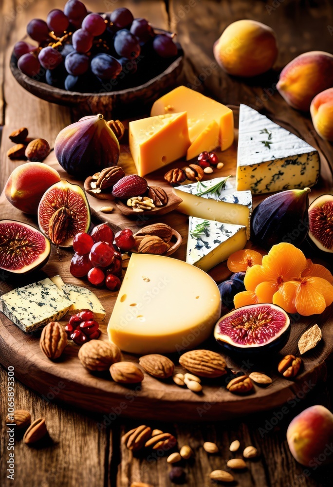 elegant cheese board spread featuring varied textures gourmet dry ...
