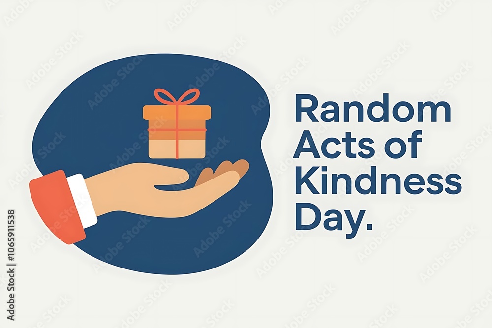 Random Acts of Kindness Day Illustration with Hand Holding a Gift Box ...