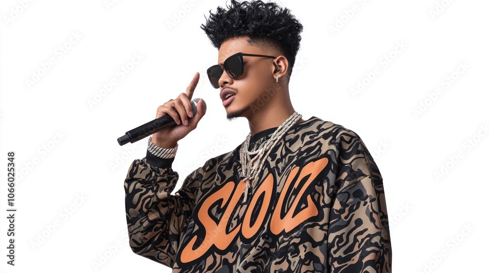 Dynamic mockup showcases male pop artist captivating audience with high ...